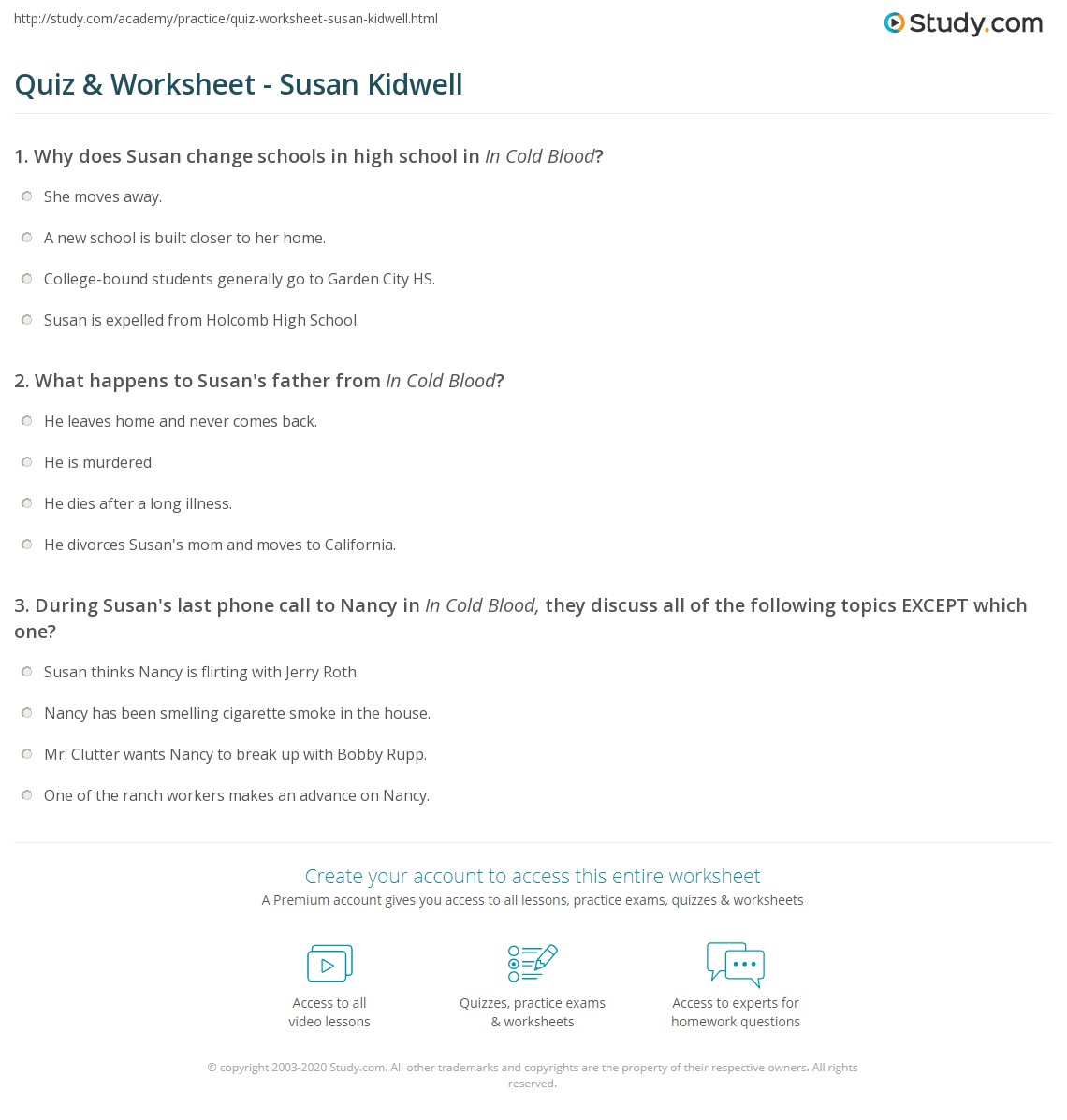 Quiz & Worksheet - Susan Kidwell | Study.com
