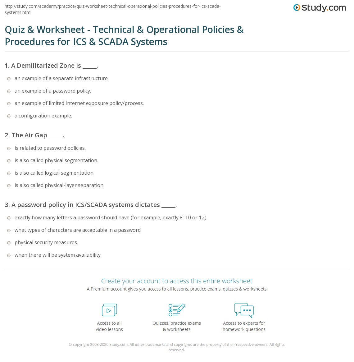 Quiz & Worksheet - Technical & Operational Policies & Procedures for ...