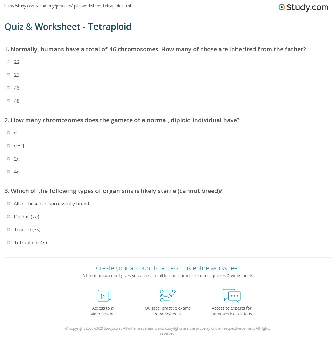 Quiz & Worksheet - Tetraploid | Study.com