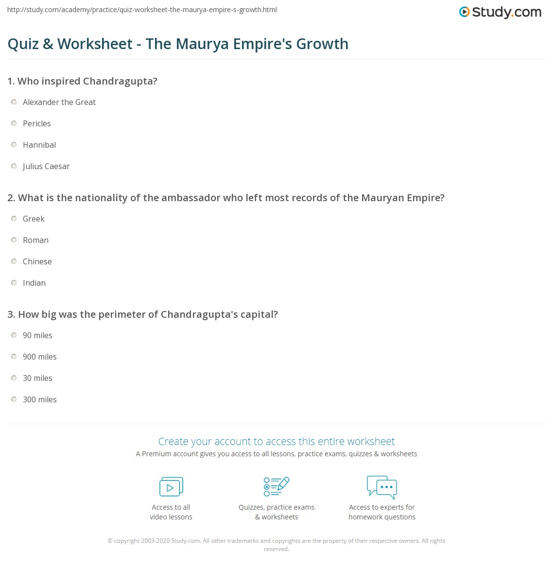 Quiz & Worksheet - The Maurya Empire's Growth | Study.com