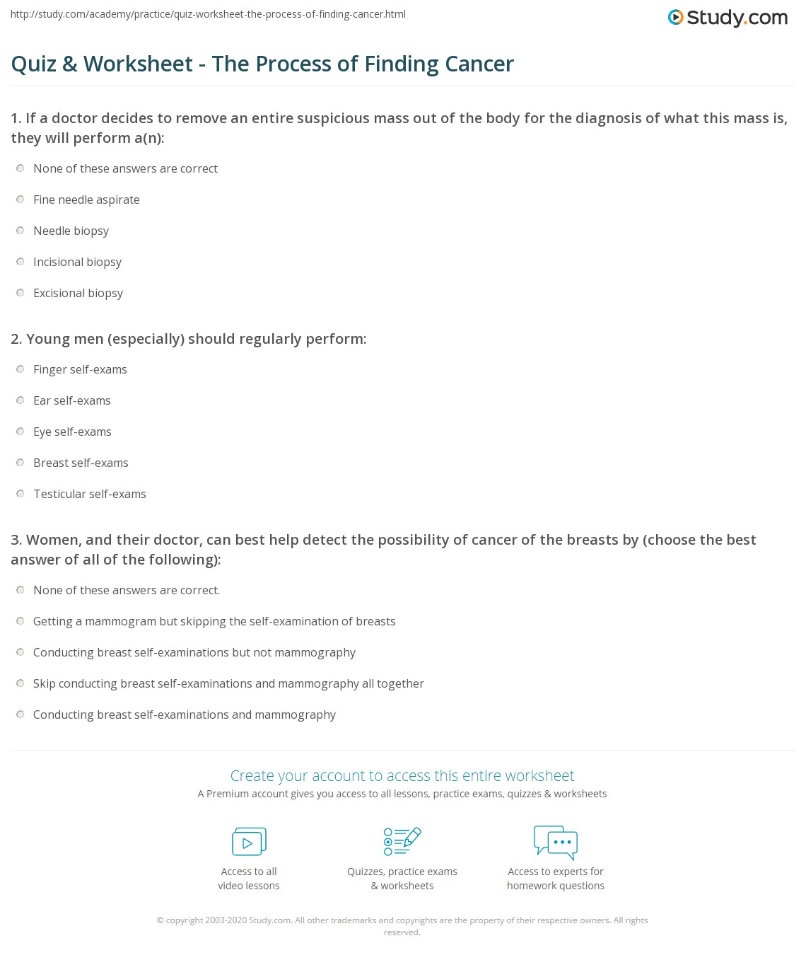 Quiz & Worksheet - The Process of Finding Cancer | Study.com
