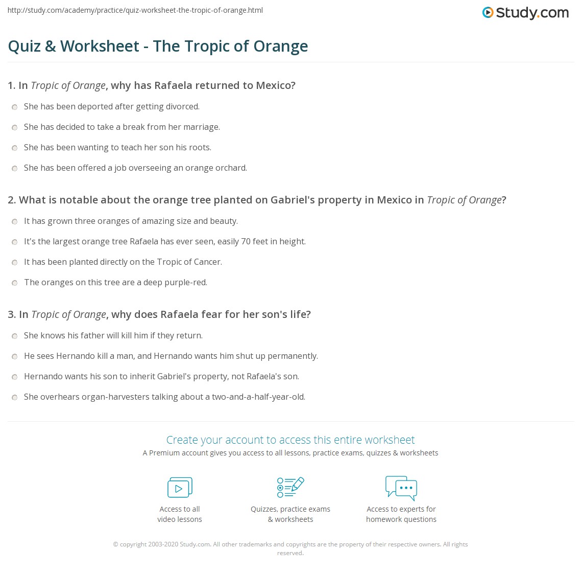 Quiz & Worksheet - The Tropic of Orange | Study.com