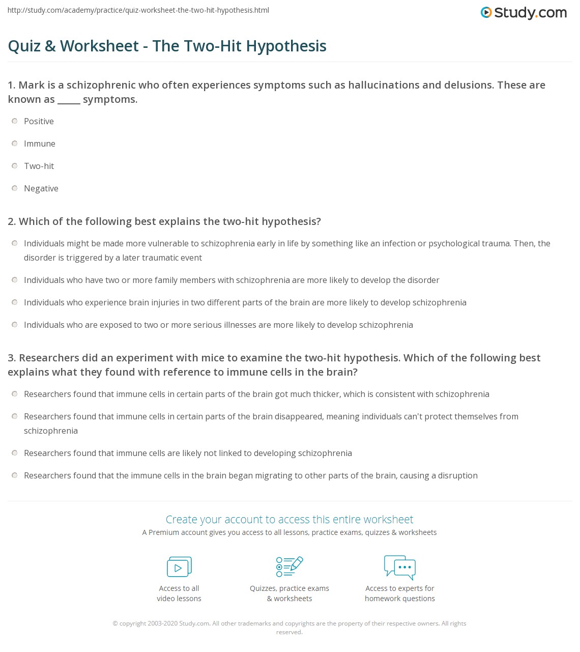 Quiz & Worksheet - The Two-Hit Hypothesis | Study.com