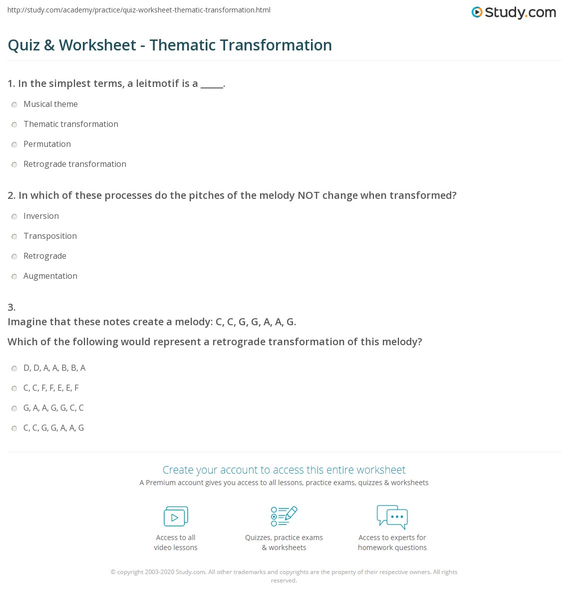 Quiz & Worksheet - Thematic Transformation | Study.com