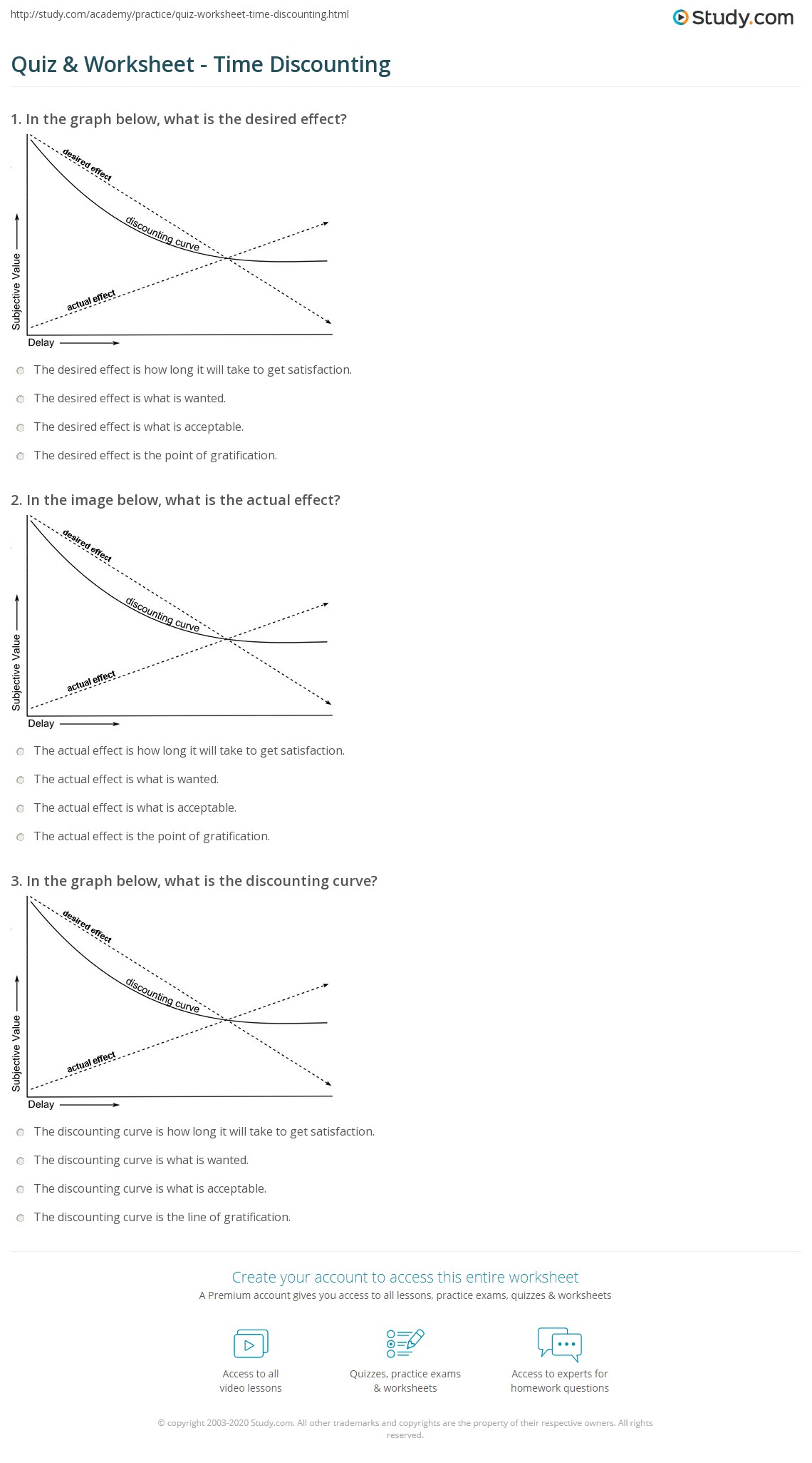 Quiz & Worksheet - Time Discounting | Study.com