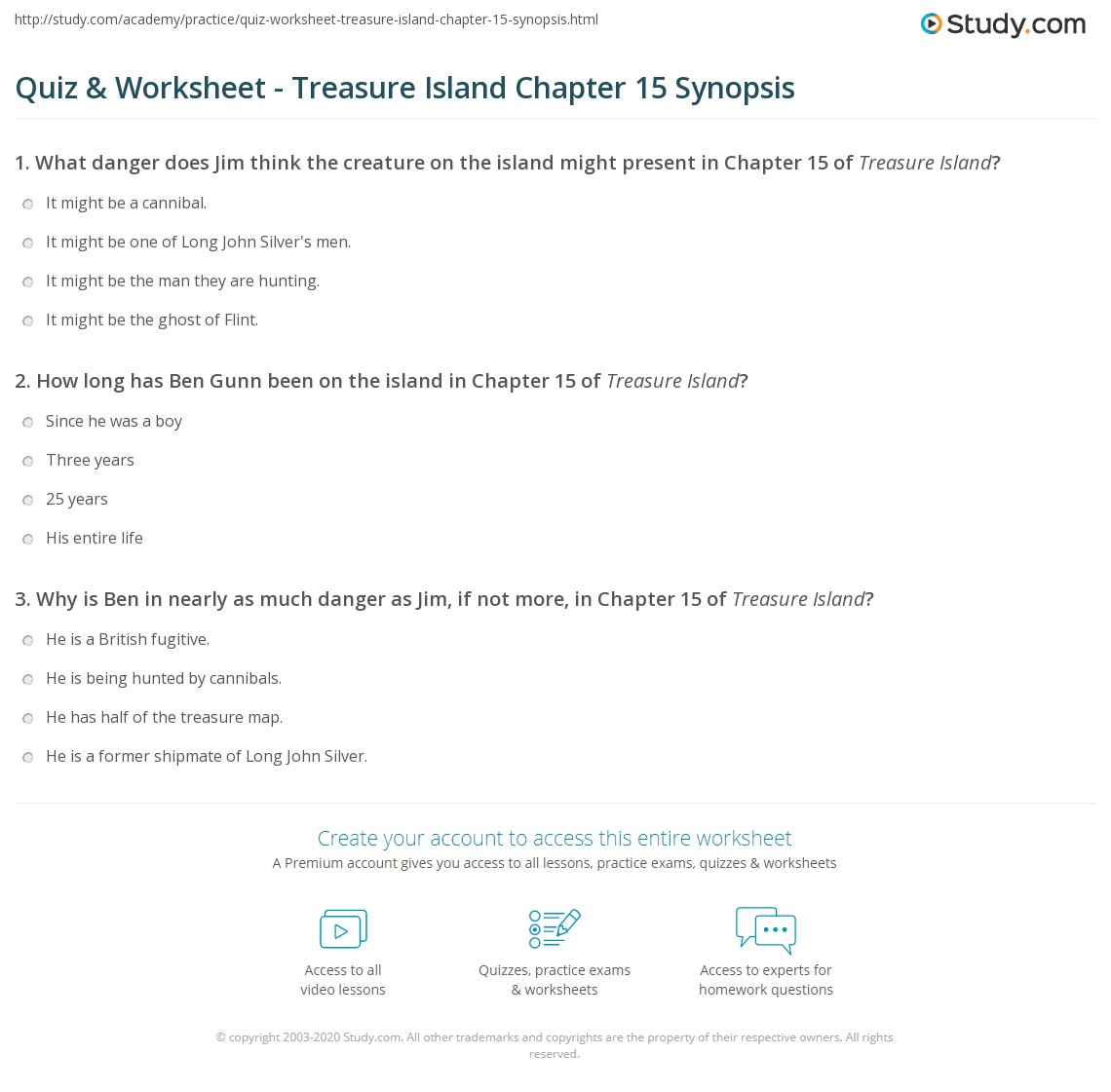 Quiz & Worksheet - Treasure Island Chapter 15 Synopsis | Study.com