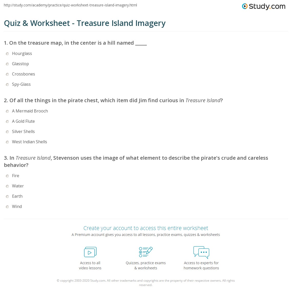 Quiz & Worksheet - Treasure Island Imagery | Study.com