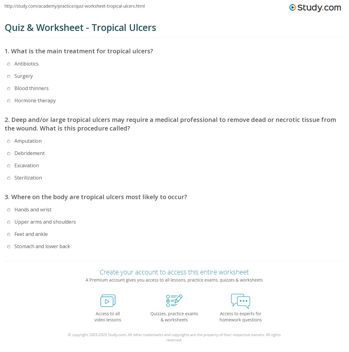 Quiz & Worksheet - Tropical Ulcers | Study.com