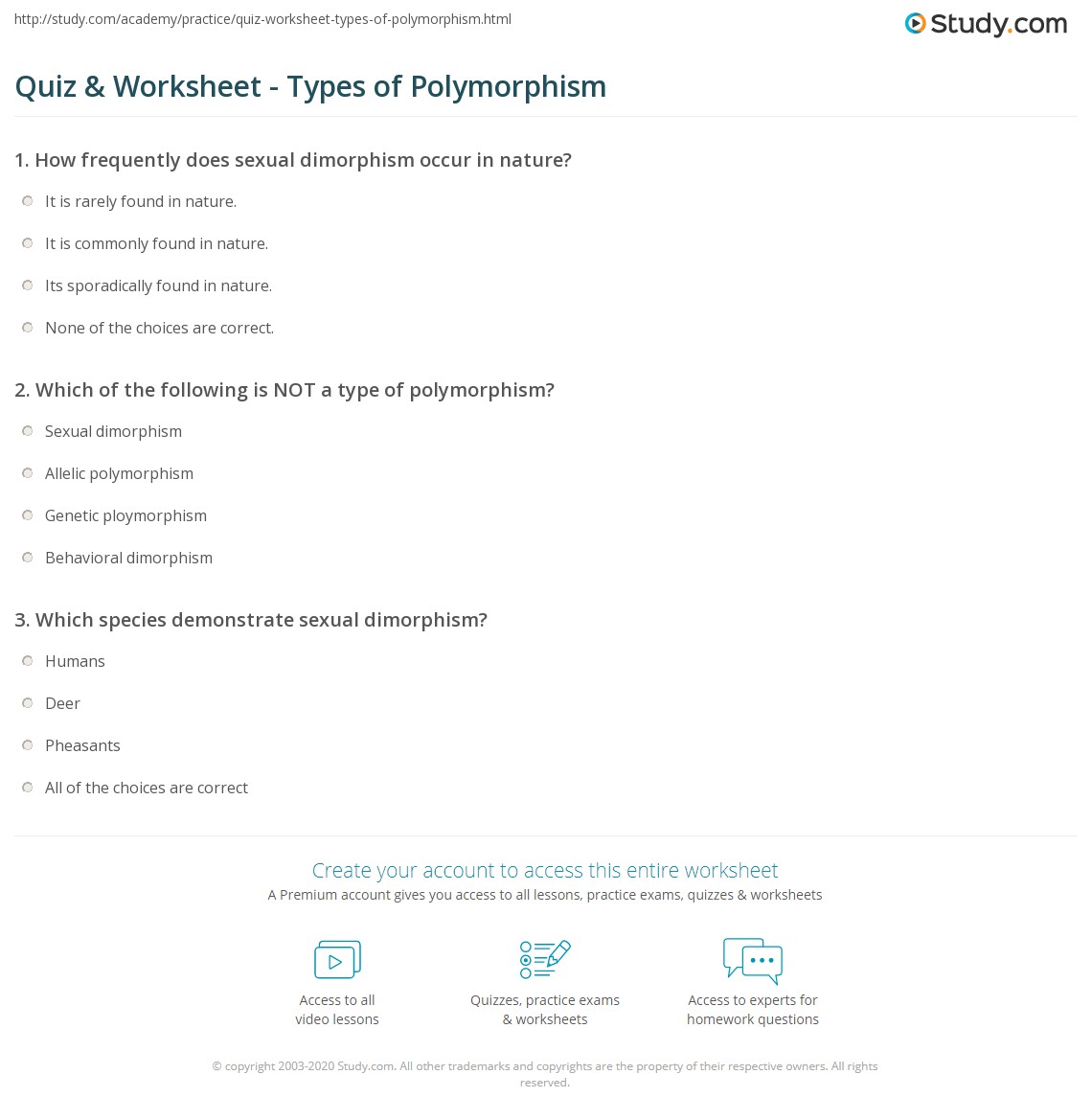 Quiz And Worksheet Types Of Polymorphism 4142