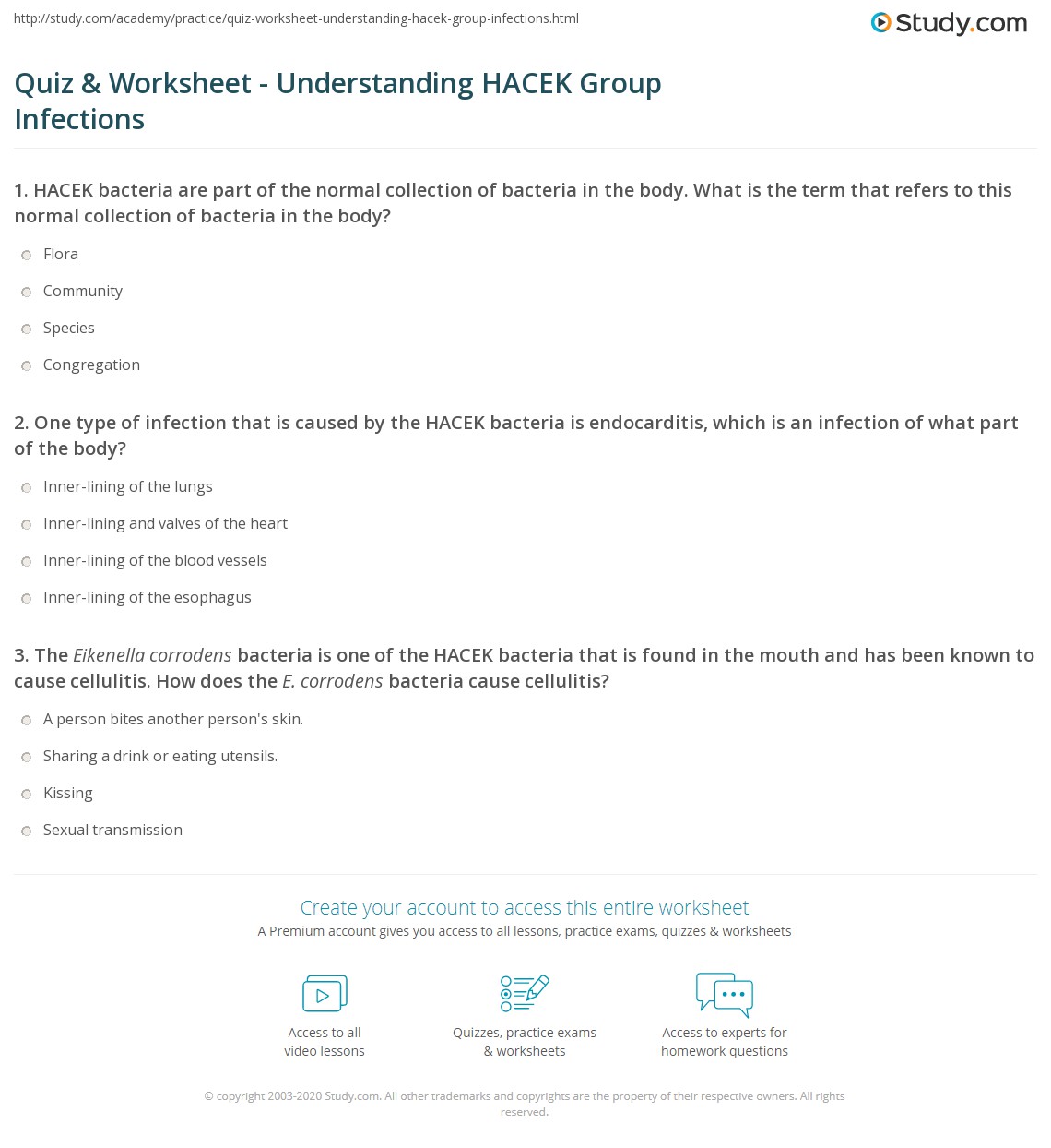 Quiz & Worksheet - Understanding HACEK Group Infections | Study.com