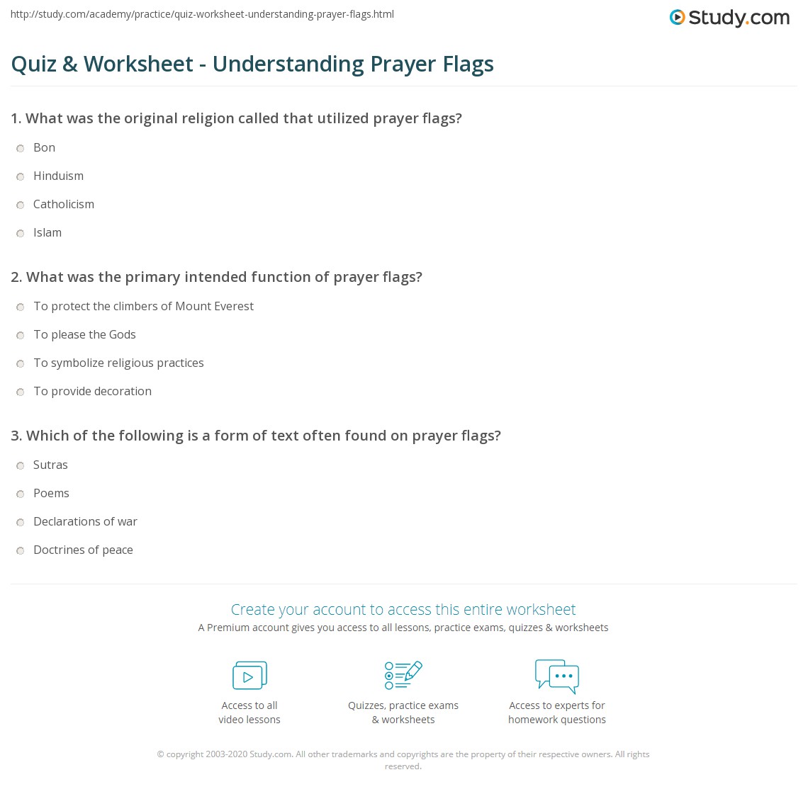 Quiz & Worksheet - Understanding Prayer Flags | Study.com