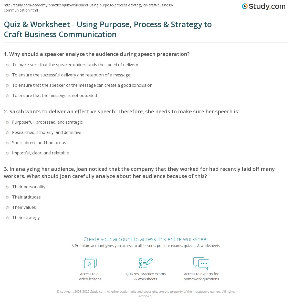 Quiz & Worksheet - Using Purpose, Process & Strategy to Craft Business ...