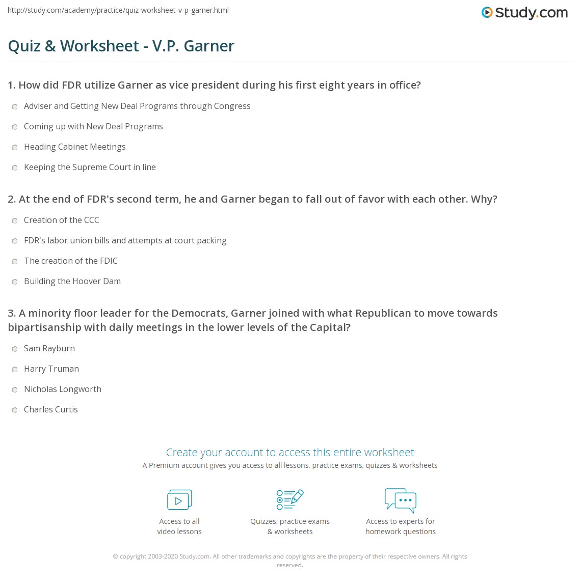 Quiz & Worksheet - V.P. Garner | Study.com