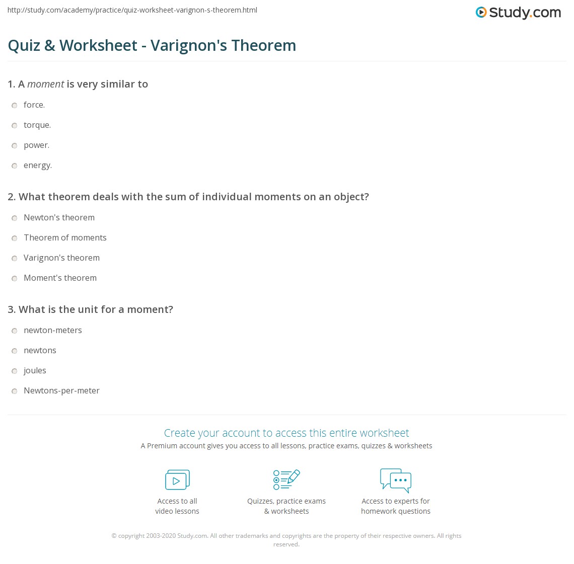 Quiz & Worksheet - Varignon's Theorem | Study.com