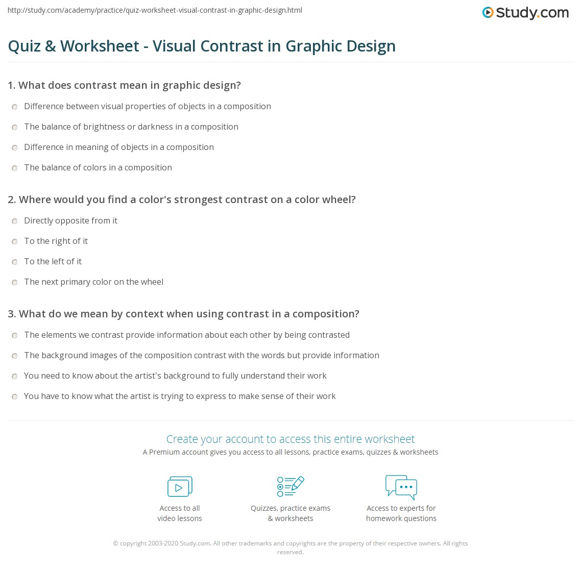 Quiz & Worksheet - Visual Contrast in Graphic Design | Study.com