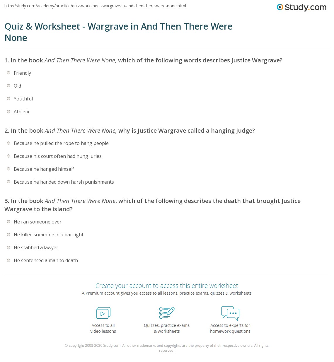 Quiz & Worksheet - Wargrave in And Then There Were None | Study.com