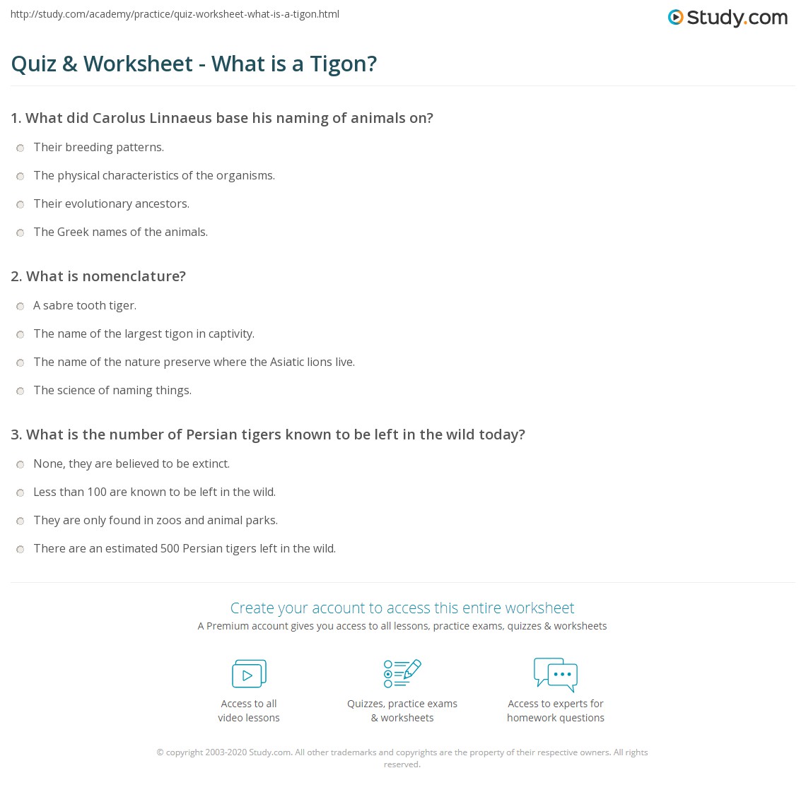 Quiz & Worksheet - What is a Tigon? | Study.com