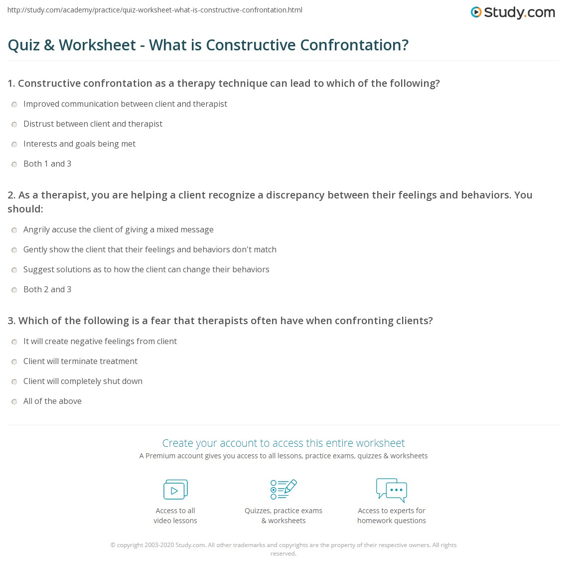 Quiz & Worksheet - What is Constructive Confrontation? | Study.com