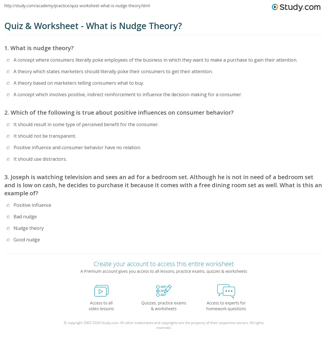 Quiz & Worksheet - What is Nudge Theory? | Study.com