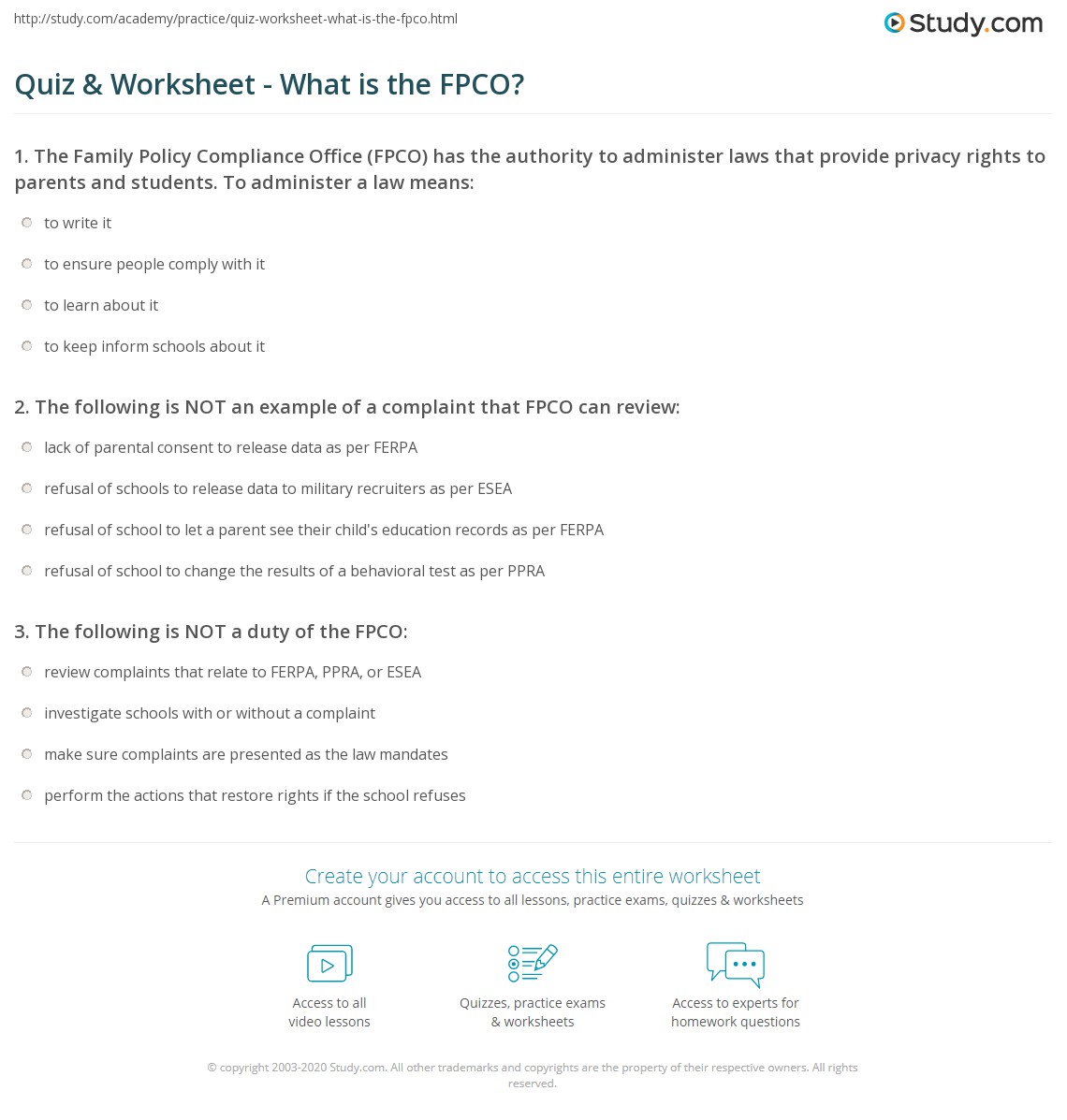 Quiz & Worksheet - What is the FPCO? | Study.com