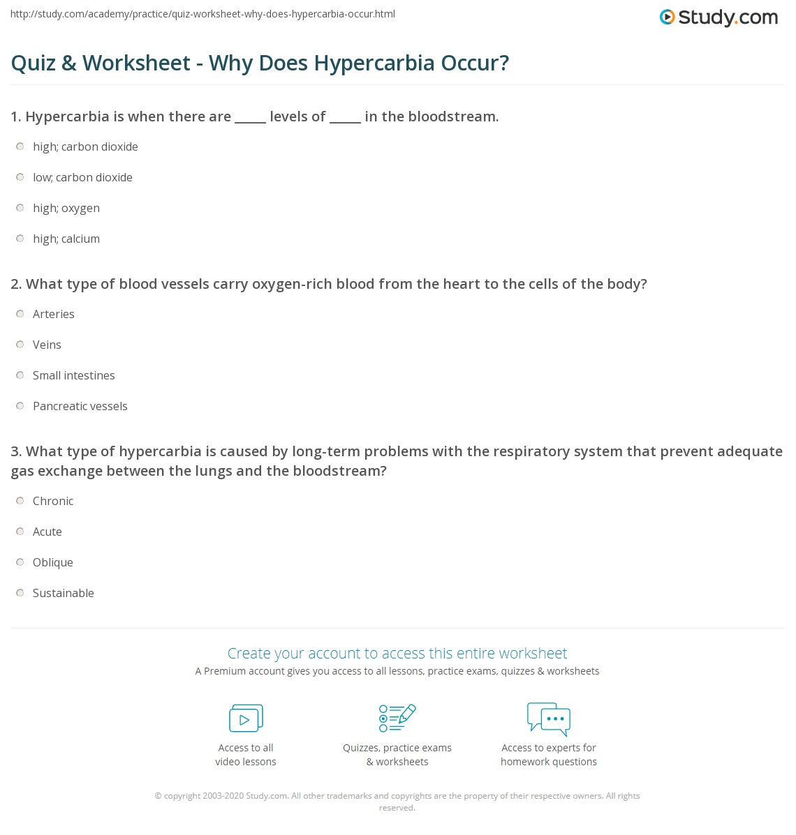Quiz & Worksheet - Why Does Hypercarbia Occur? | Study.com