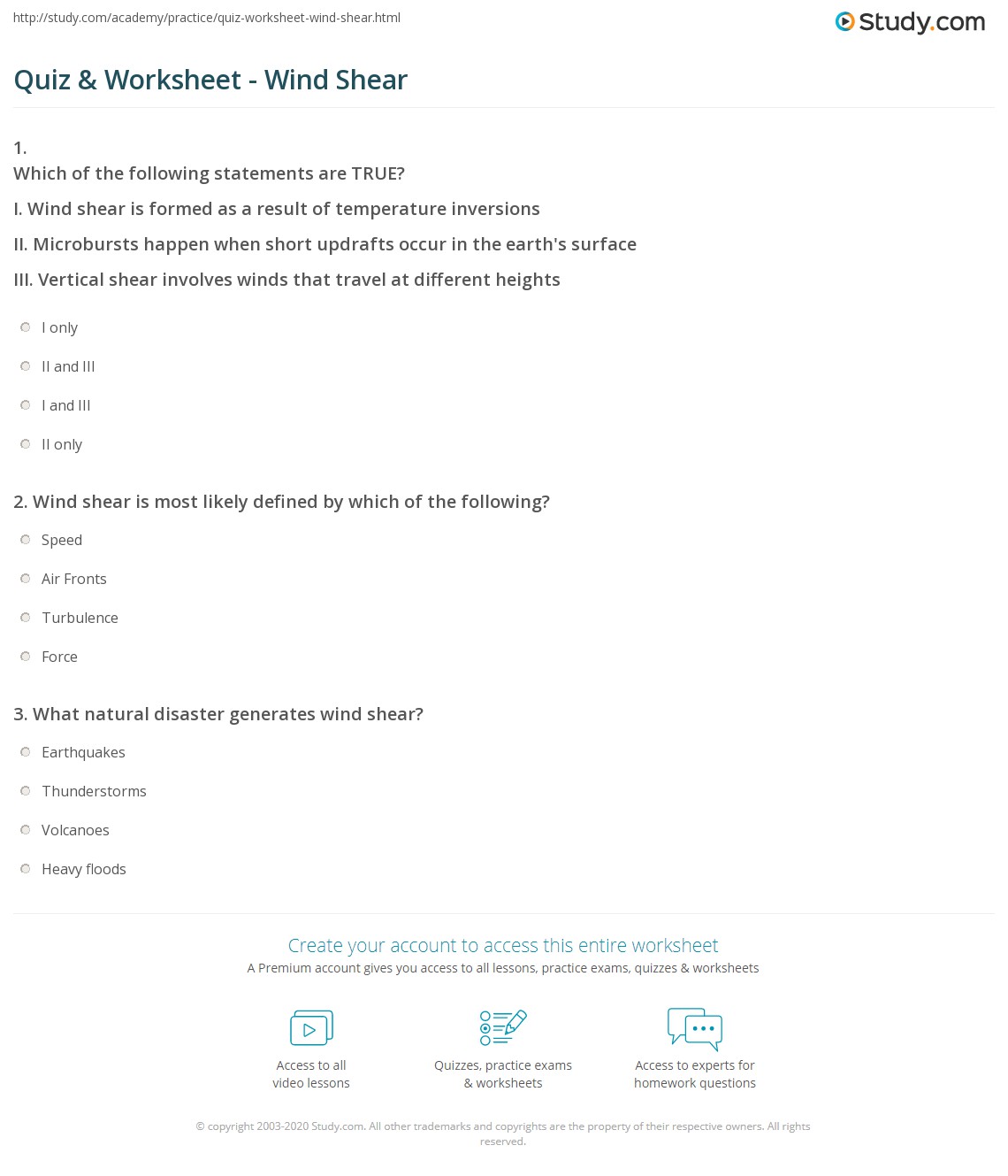 Quiz & Worksheet - Wind Shear | Study.com