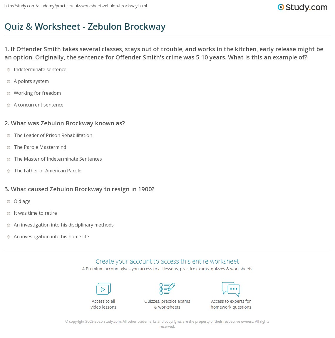 Quiz & Worksheet - Zebulon Brockway | Study.com