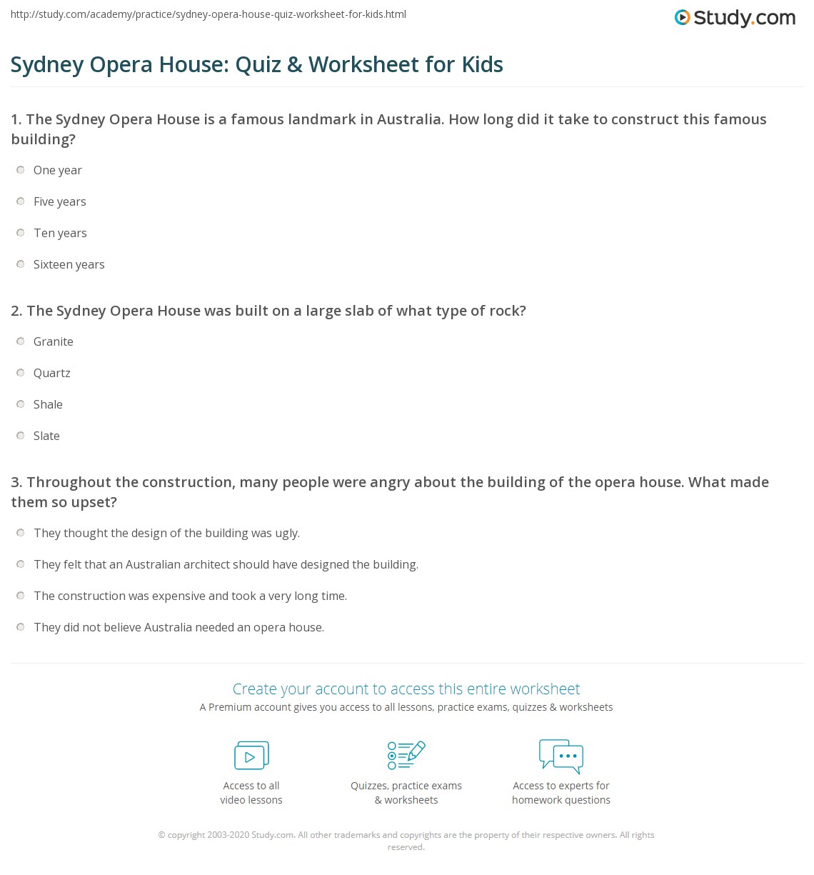 Sydney Opera House: Quiz & Worksheet for Kids | Study.com