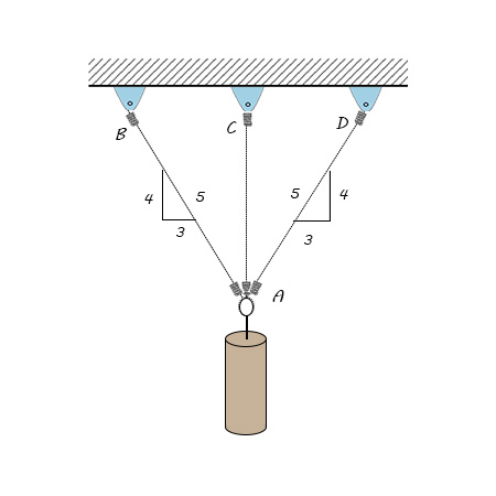 The A-36 steel wires AB and AD each have a diameter of 3 mm and the ...