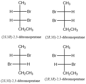 Draw all the possible stereoisomers for 2,3-dibromopentane. | Study.com