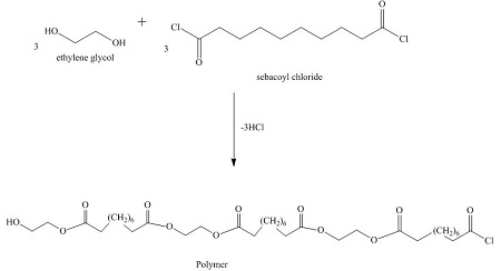 Draw a structure of a polymer formed from 3 molecules of sebacoyl ...