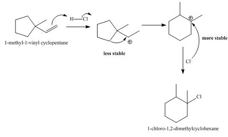 1) Treatment of 1-methyl-1-vinyl cyclopentane with HCl gives mainly 1 ...