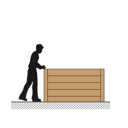 A person is trying to move a heavy crate by pushing on it. While the ...