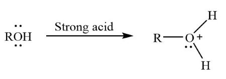Alcohols form ion in the presence of a strong acid. | Study.com