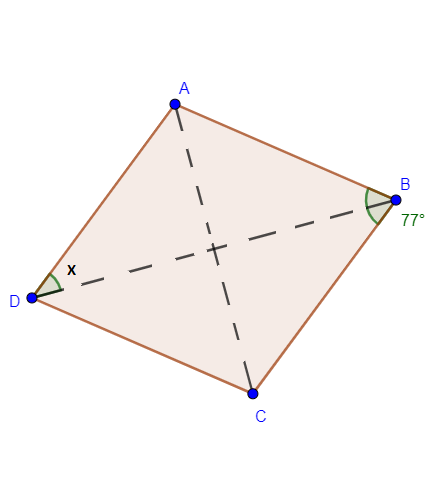 Finding Angle Measures Involving Diagonals of a Rhombus Practice ...