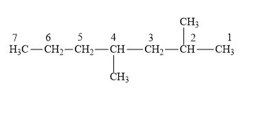 Draw the structural formula for 2,4-dimethylheptane. | Study.com