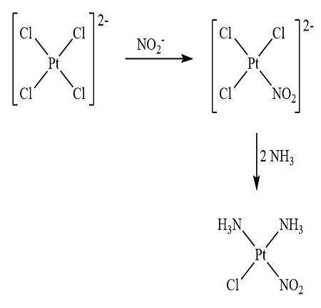 Predict the product if (PtCl4)2- is first reacted with 2 equivalents of ...