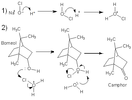 List two reagents that could be used to oxidize borneol to camphor, and ...