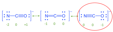 Three Lewis structures can be drawn for the cyanate ion, NCO^-. Using ...