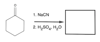Draw the major product for the following reaction. Reactant: 1. NaCN, 2 ...