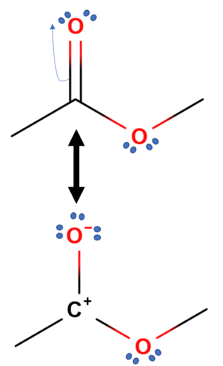 Draw the resonance form that forms a carbocation next to the oxygen ...