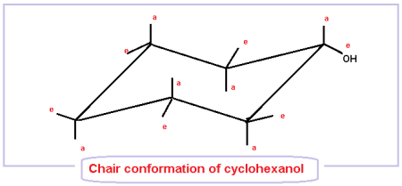 Build a model of cyclohexanol in the most stable chair form using the ...