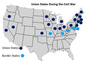 Map Of The Union During Civil War