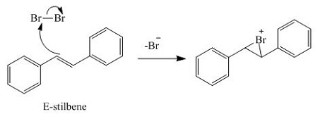 Draw the mechanism that shows how the bromination of E-stillbene ...