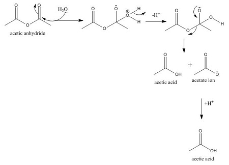 Show the mechanism for the reaction of acetic anhydride with water ...