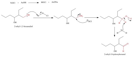 Draw the mechanism for the primary oxidation of 2-ethyl-1,3-hexanediol ...