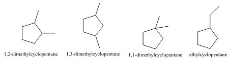 Draw six isomeric cyclopentanes of molecular formula C7H14. These will ...