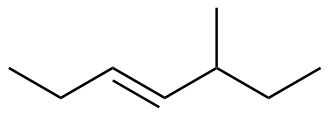 Draw the structure of trans-5-methyl-3-heptene. | Study.com