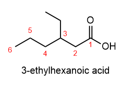 Draw the structure of 3-ethylhexanoic acid in line-bond form. | Study.com