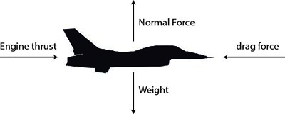 A jet plane is speeding down the runway during takeoff. Air resistance ...